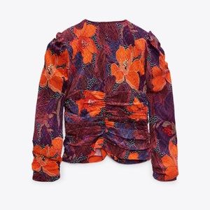 Zara | Tops | Lastzara Multicolored Floral Print Draped Top Size S ...